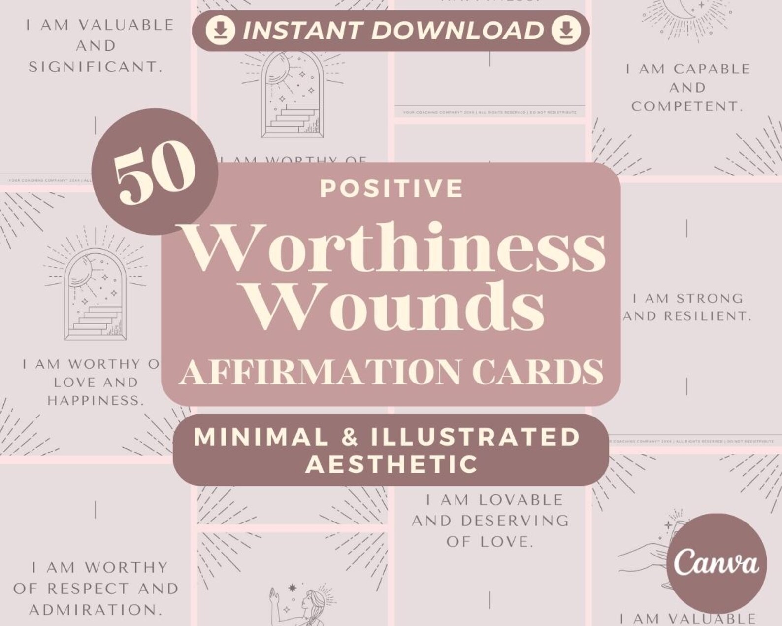 50 Worthiness Wounds Affirmation Cards | Positive Affirmations Cards ...