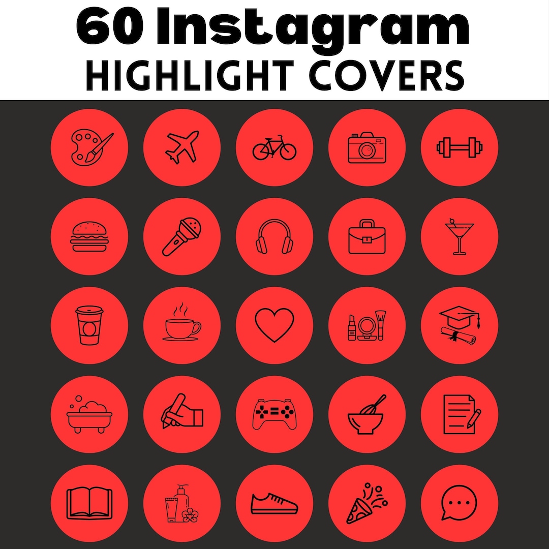 60 Instagram Highlight Covers | Red & Black IG Story Icons | Minimalist ...