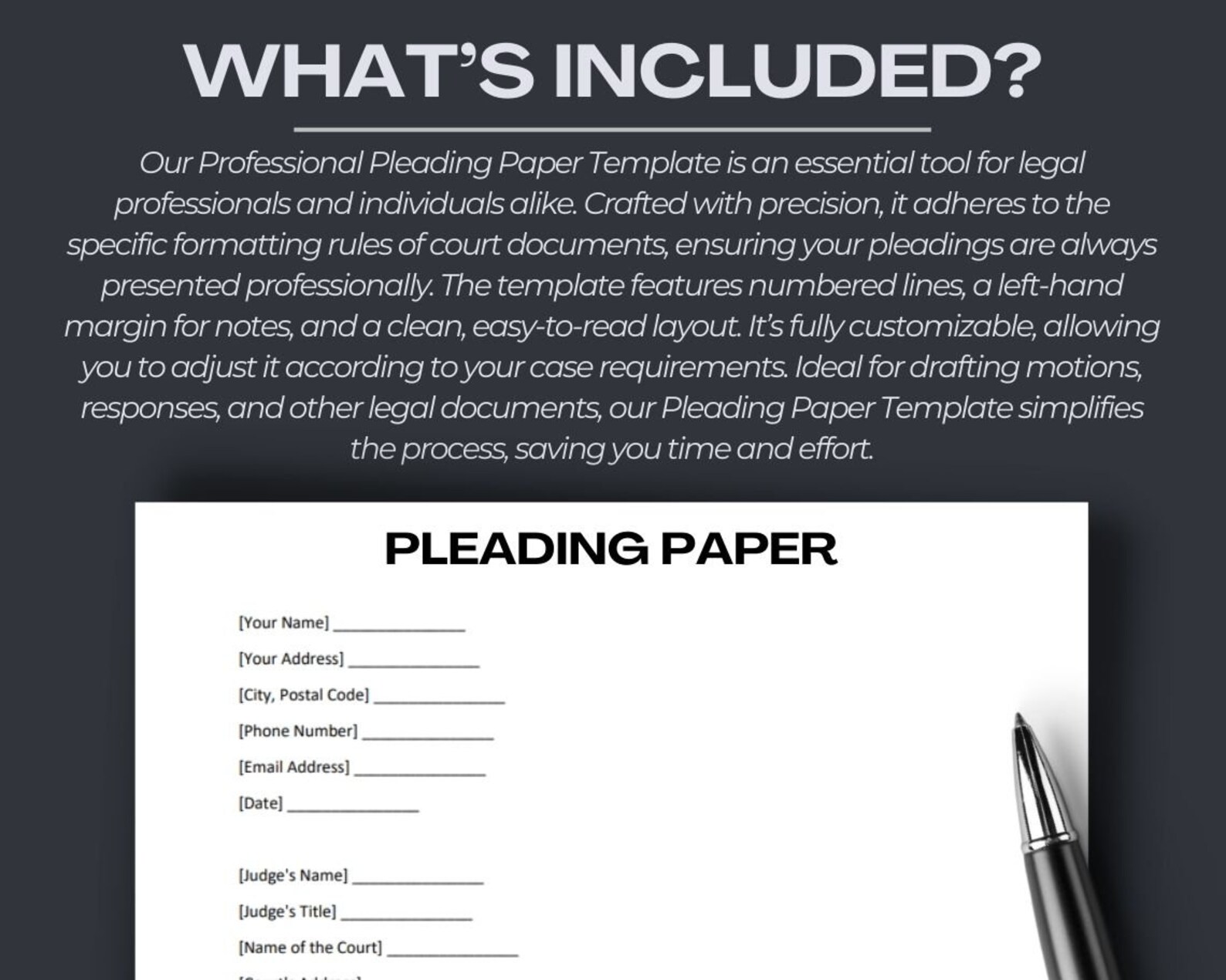 Pleading Paper | Legal Document Lawyer Certified Binding Contract ...