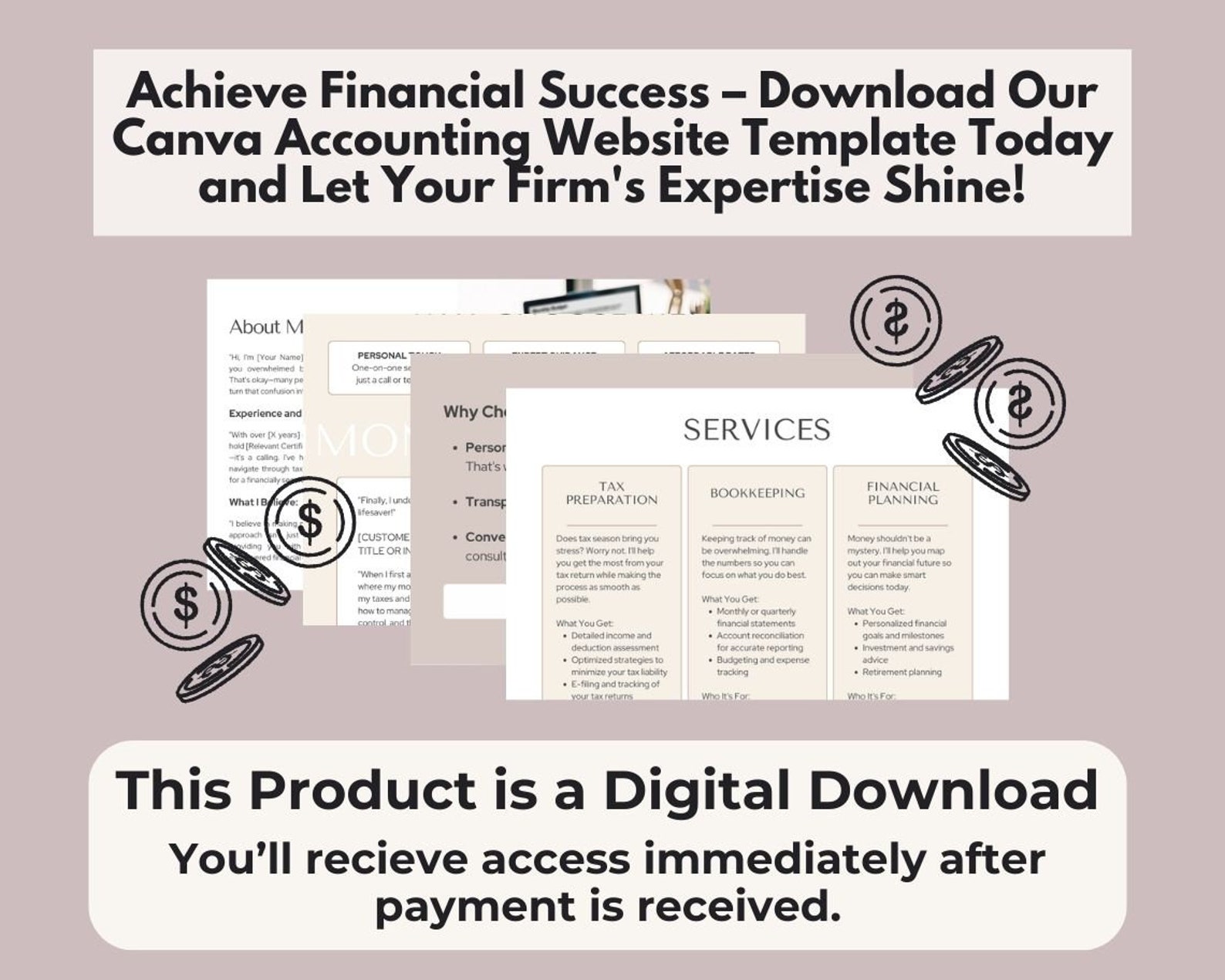 Canva Accounting Website Template | Website Landing Page for ...