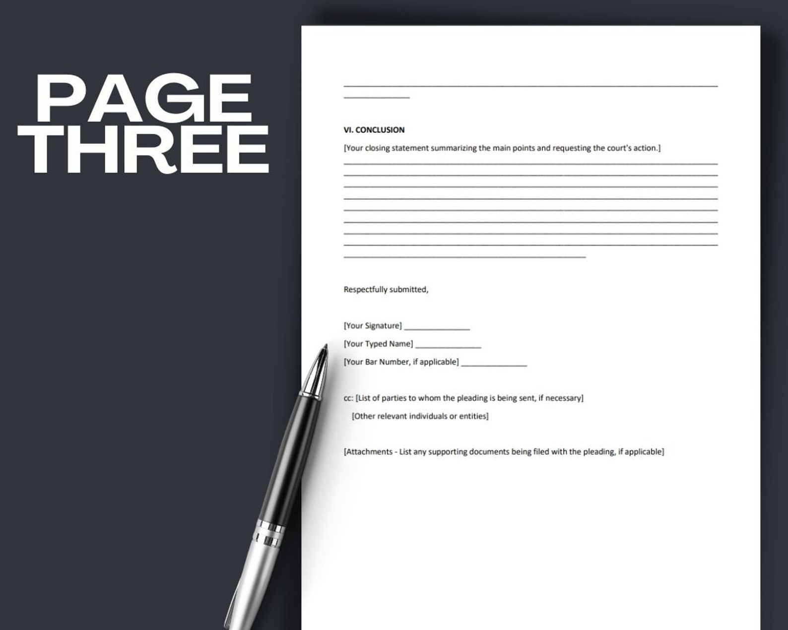 Pleading Paper | Legal Document Lawyer Certified Binding Contract ...