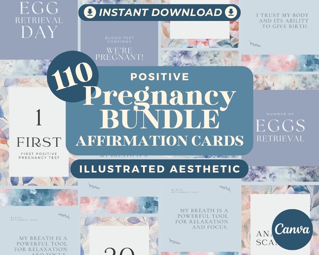 110 Pregnancy Affirmation Cards BUNDLE | Positive Birthing Affirmations ...
