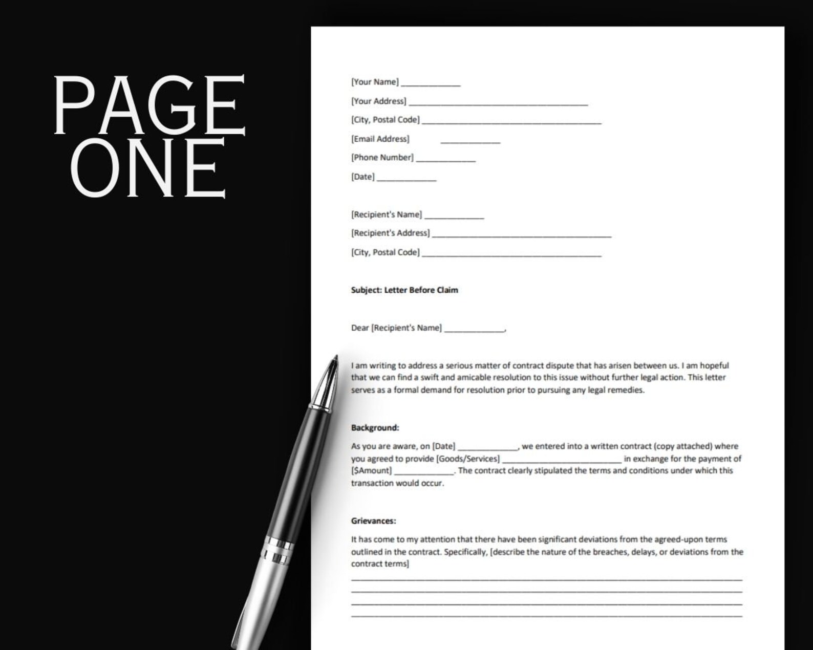 Letter Before Claim | Legal Document Lawyer Certified Binding Contract ...