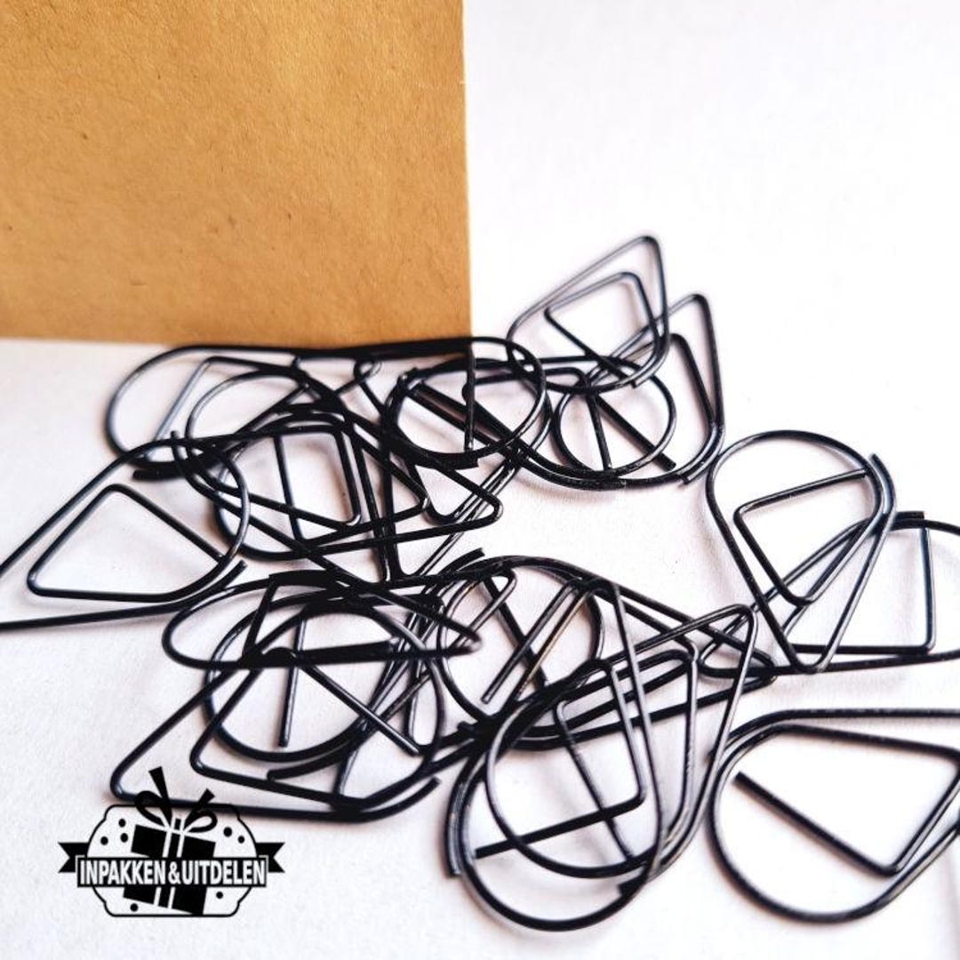 100 Pieces Black Paper Clips - Teardrop Paper Clips - Metal Paper Clip ...