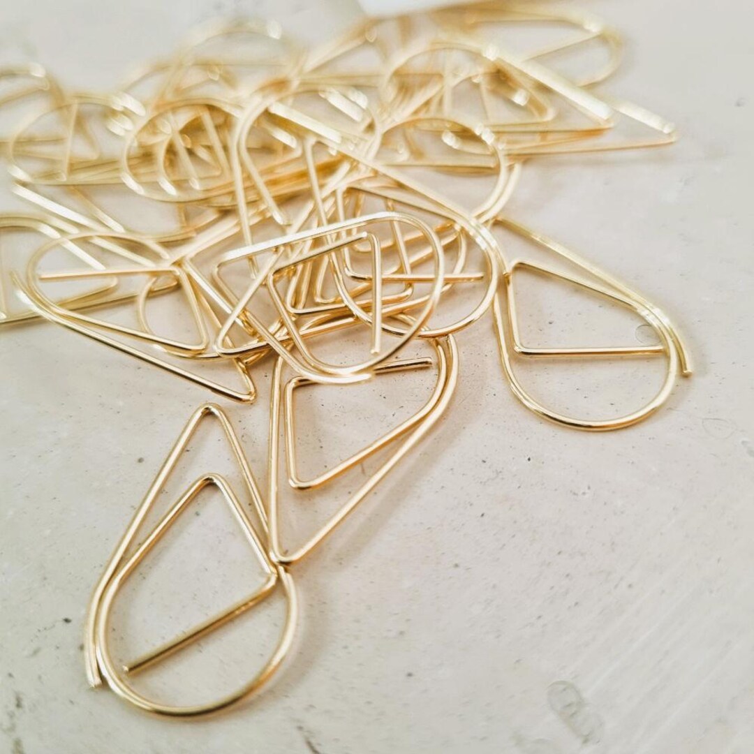 100 Pieces Golden Paper Clips - Teardrop Paper Clips - Metal Paper Clip ...