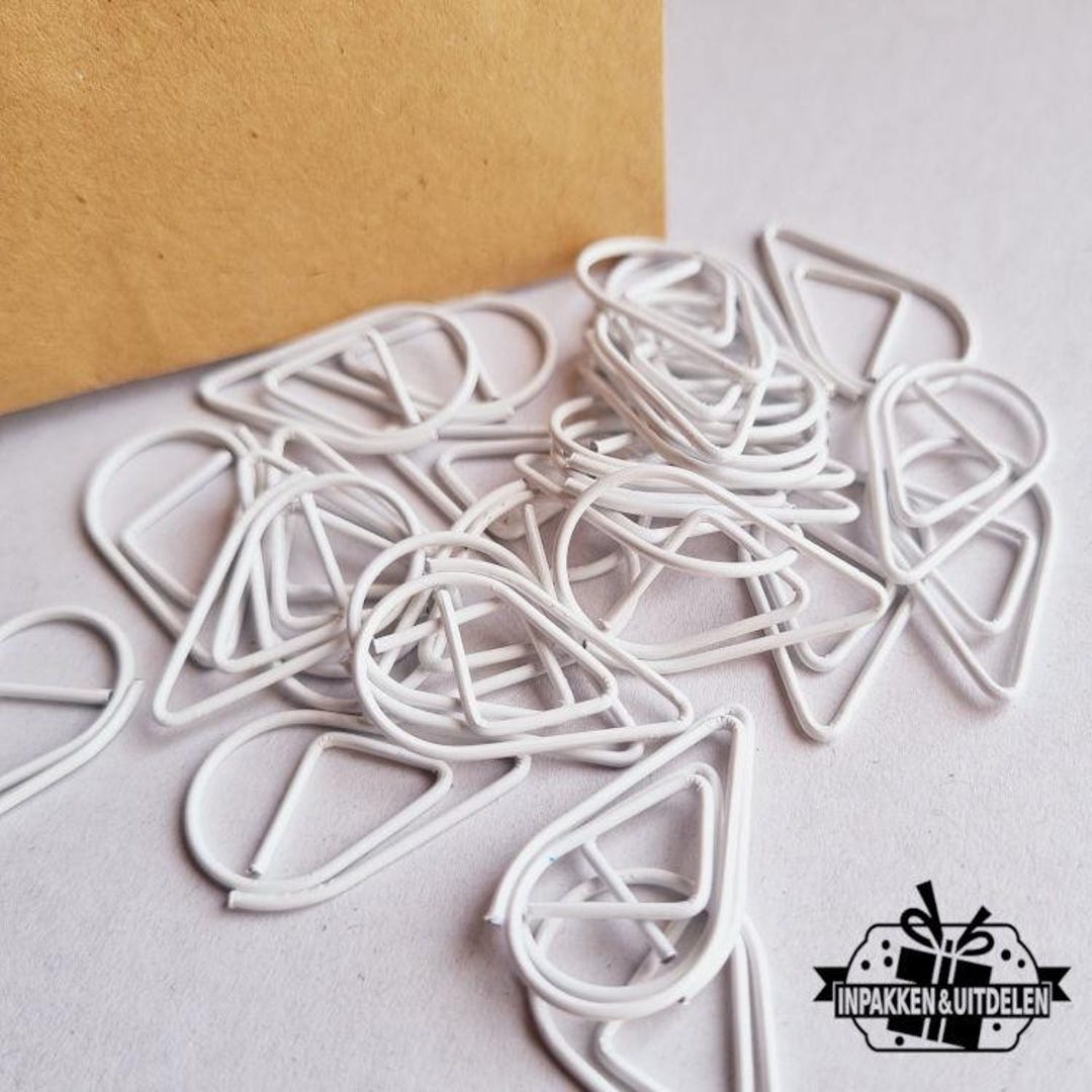 100 Pieces White Paper Clips Drop Paper Clips Pet Coated Clips Binder ...