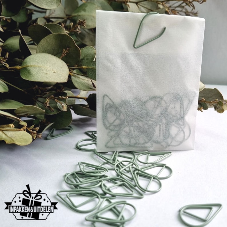 100 Pieces Sage Green Paper Clips Teardrop Paper Clips Metal Paper Clip ...
