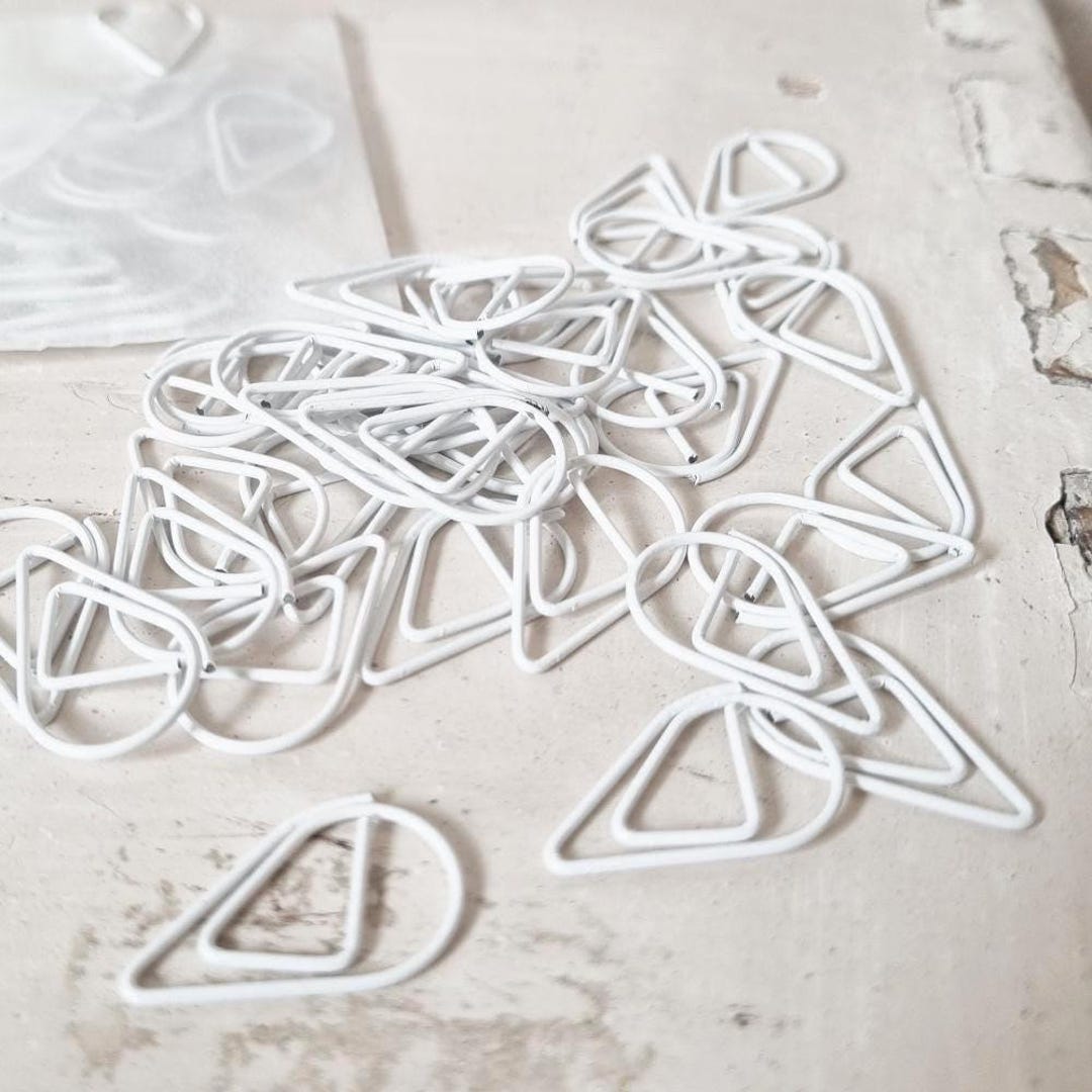 100 Pieces White Paper Clips - Drop Paper Clips - Pet Coated Clips ...