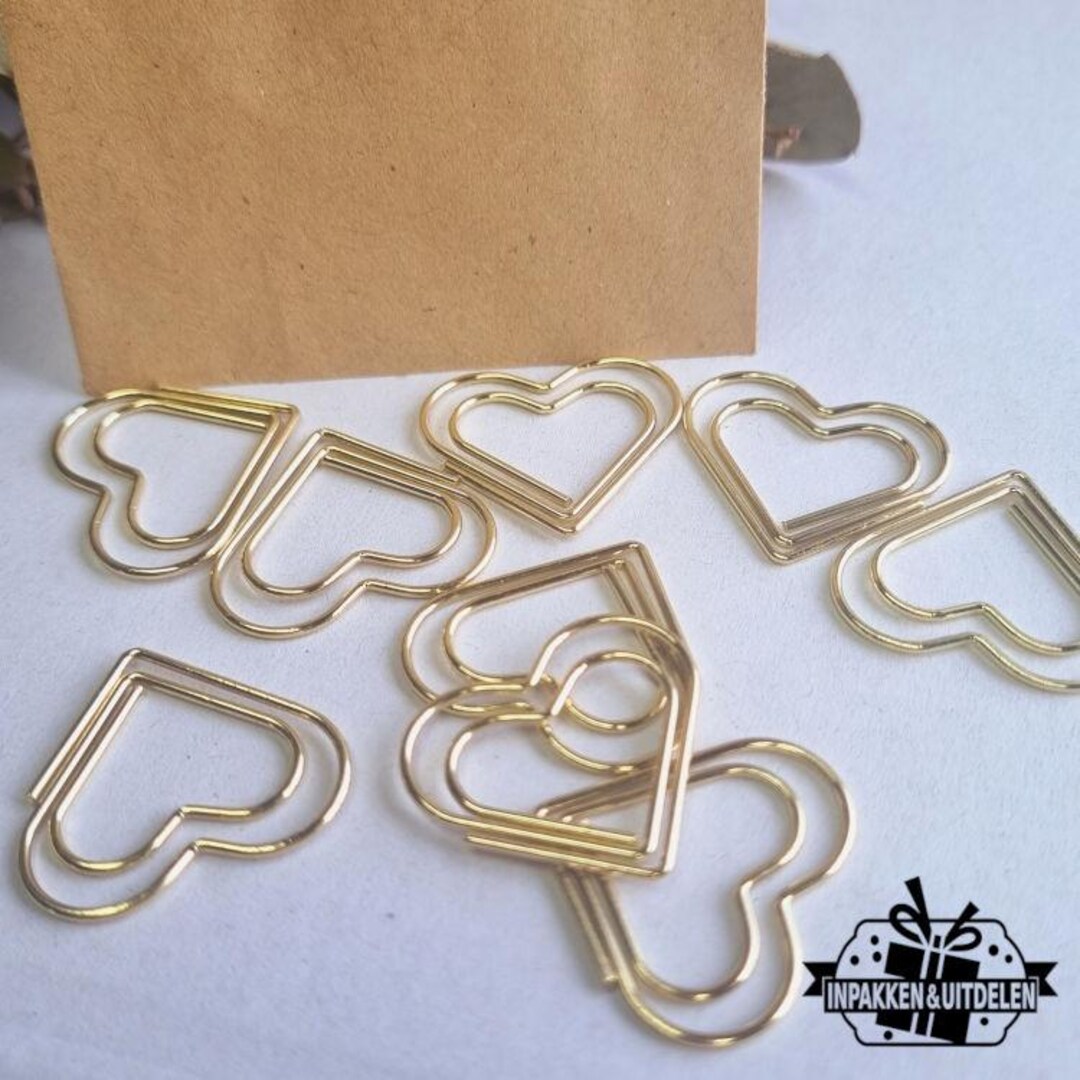 100 Pieces, 2.5 X 3 Cm, Gold Paperclips, Heart Paperclips, Metal Clips ...