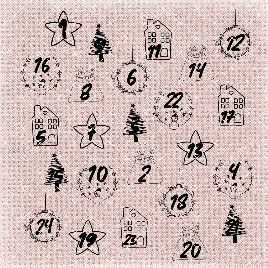 Plotterdatei Weihnachten, Adventskalender Zahlen Plotterdatei, Adventskalender Plotterdatei ...