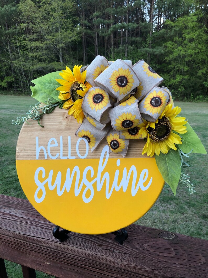 Hello Sunshine Wooden Door Hanger - Etsy