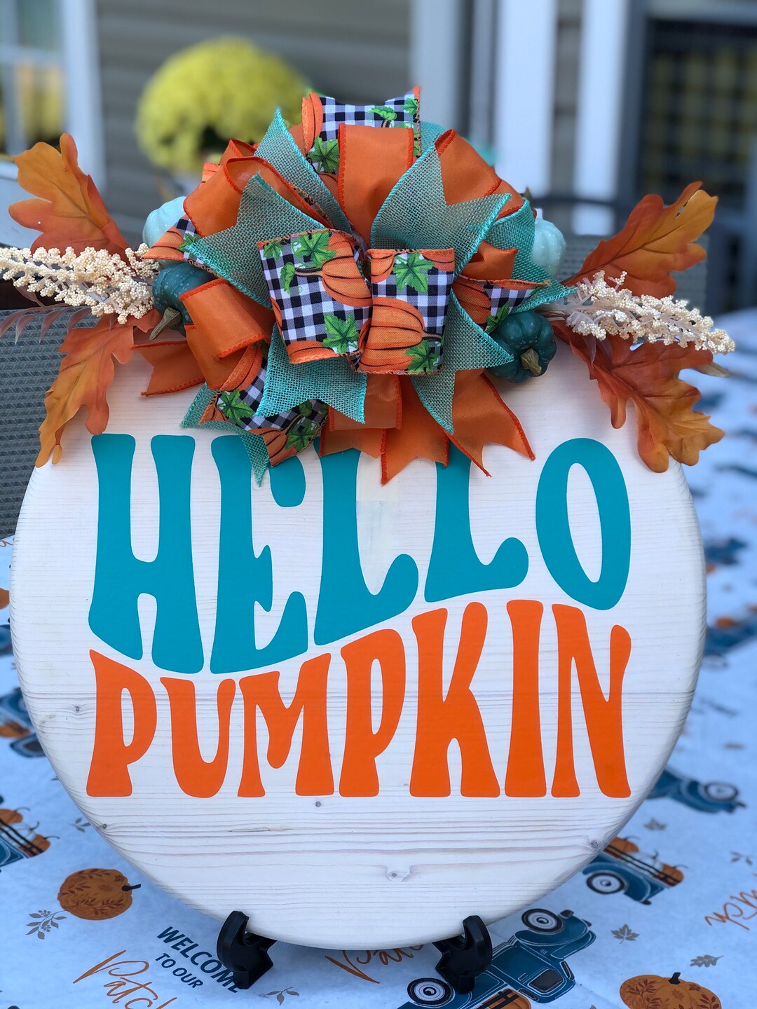 Hello Pumpkin Wooden Door Hanger - Etsy