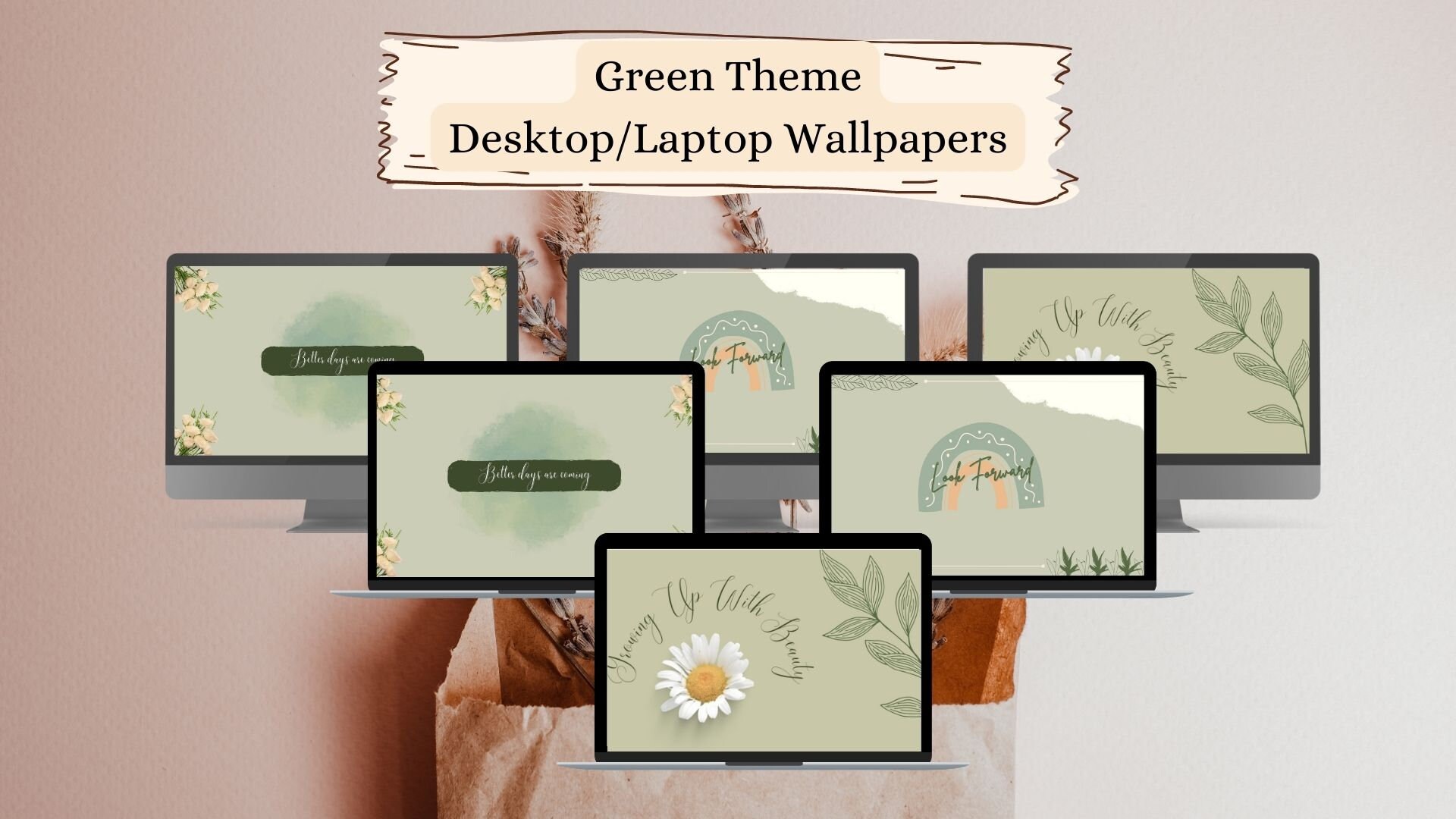 Green Theme Desktop and Laptop Wallpaper - Etsy