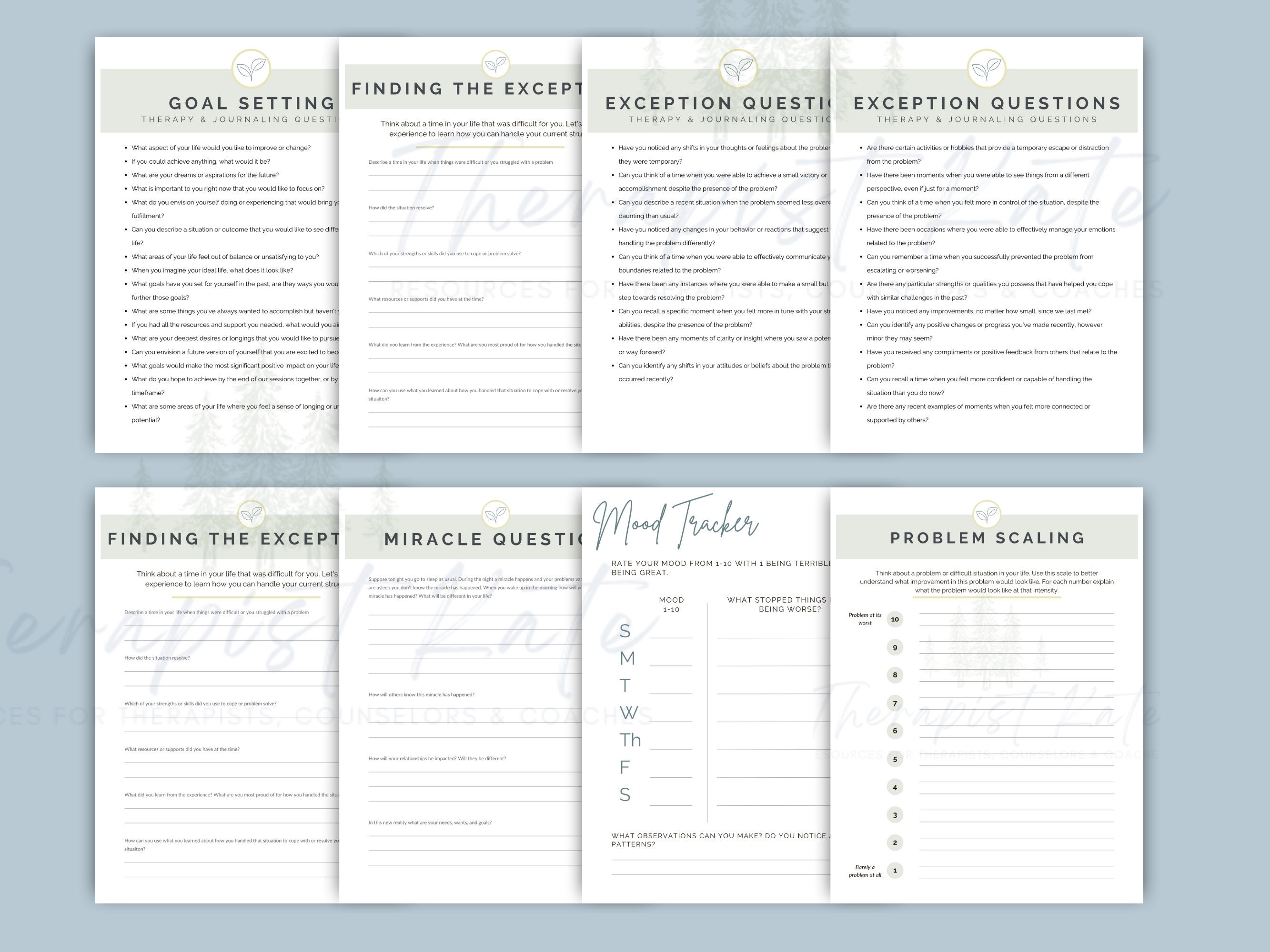 Solution Focused Therapy Worksheet Bundle, SFBT, Therapy Worksheets ...