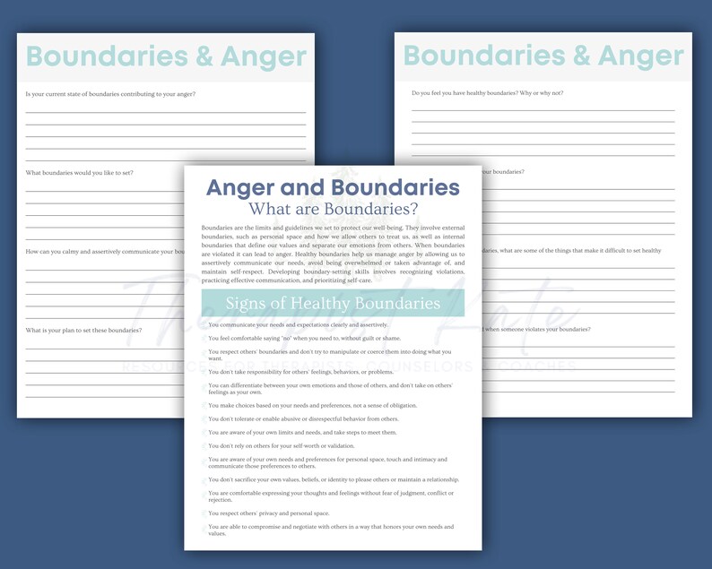 Anger Management & Boundaries Worksheets: Therapy Tools (PDF Download ...