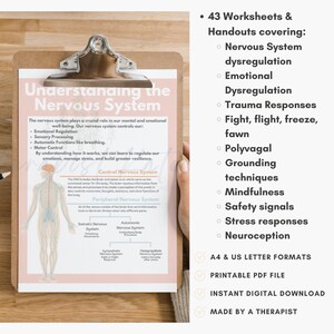 Nervous System and Emotional Regulation Therapy Worksheets; Polyvagal ...