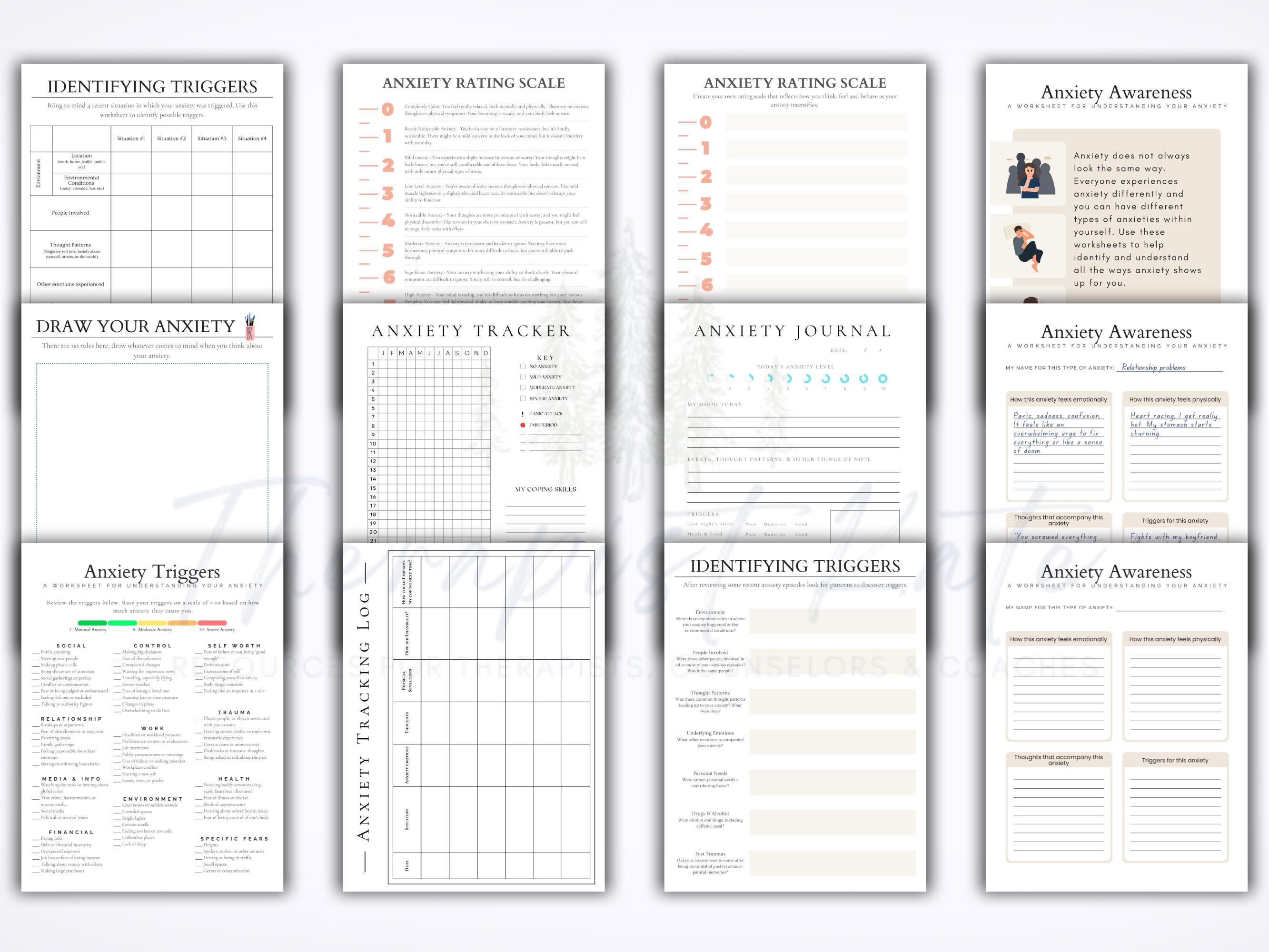 Anxiety Triggers Worksheets | Anxiety Awareness (PDF Download) - Etsy