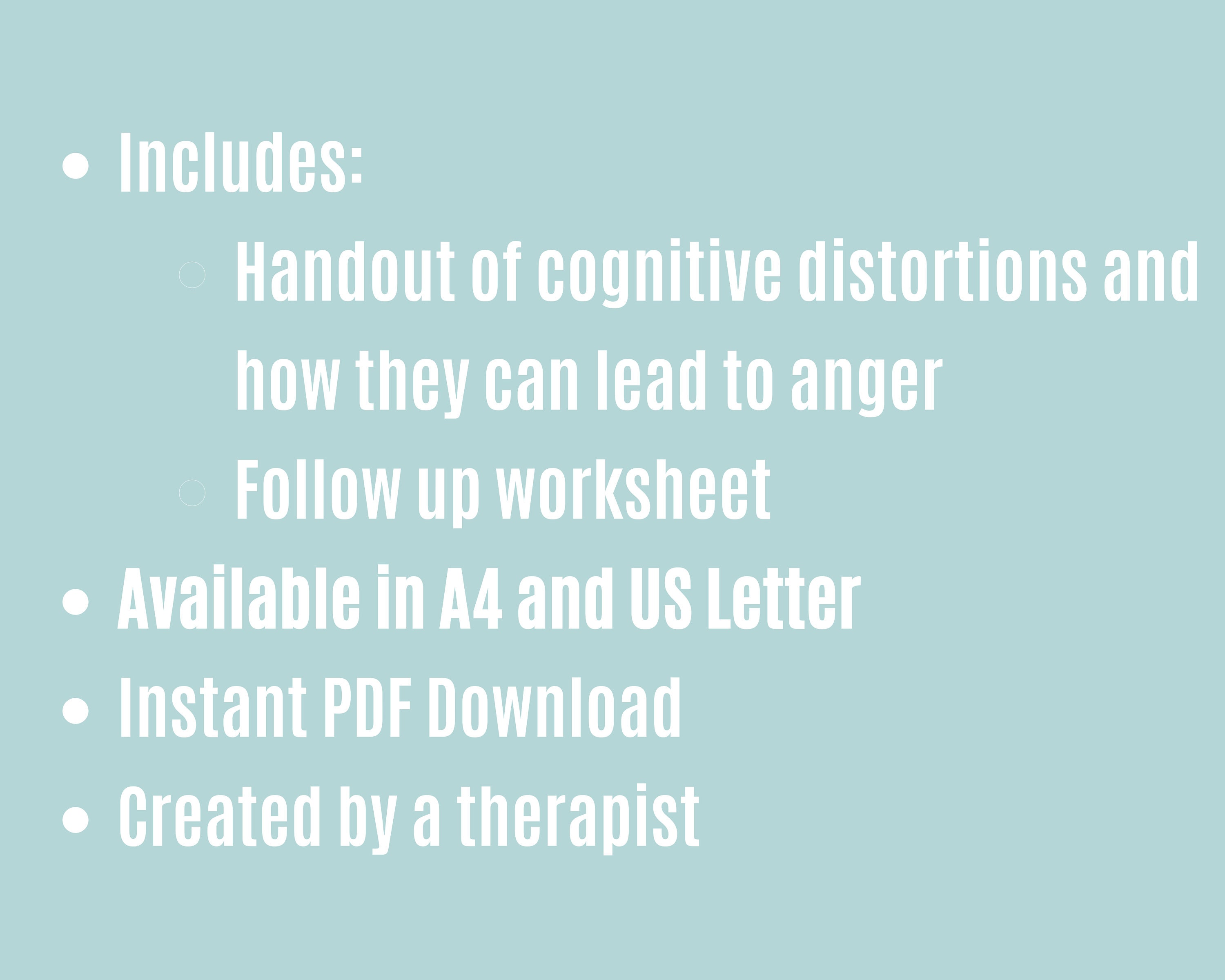 Anger Management Cognitive Distortions Worksheets (PDF) - Etsy