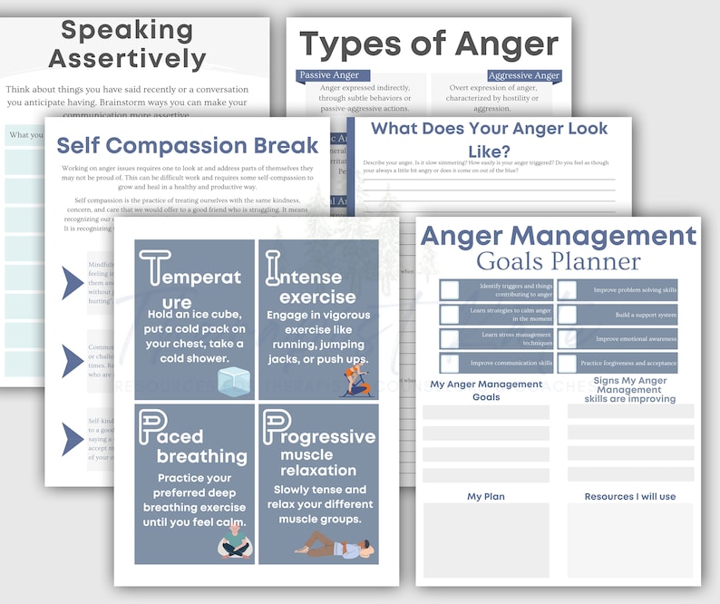 Anger Management Therapy Worksheets for Counselors, Social Workers ...