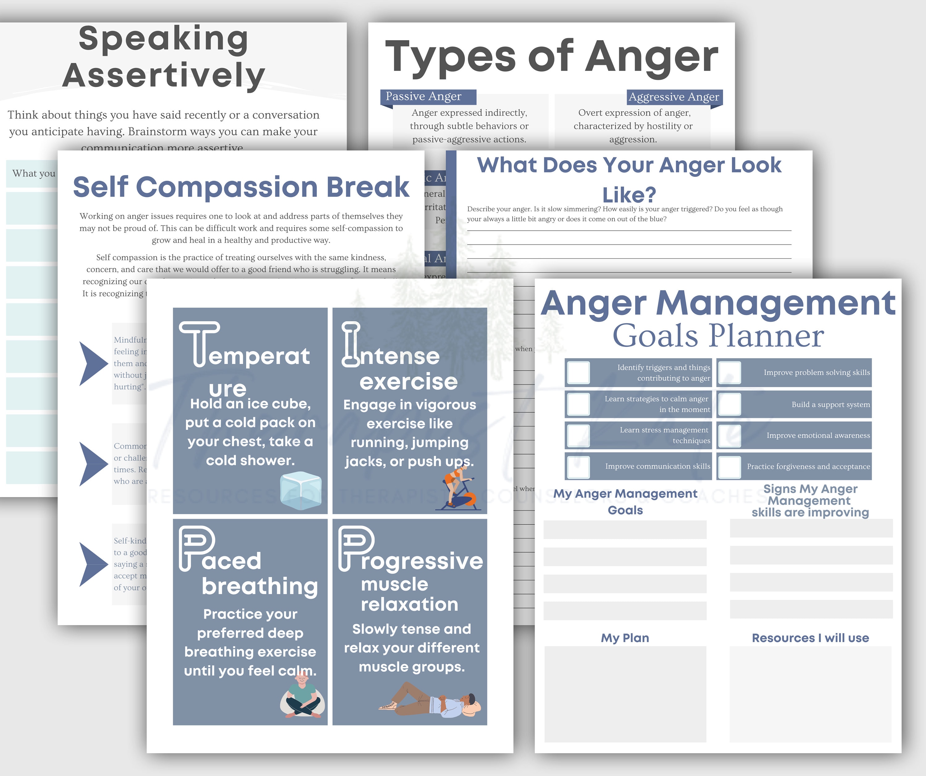 Anger Management Therapy Worksheets for Counselors, Social Workers ...