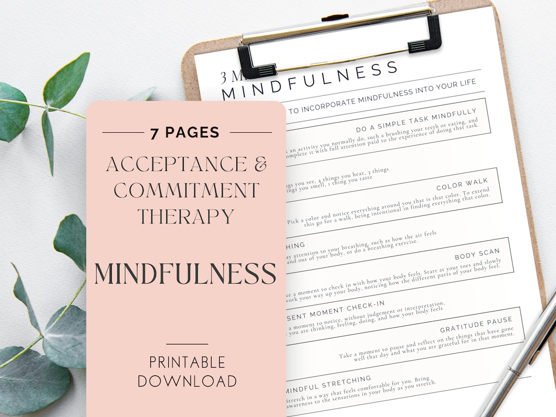 ACT Mindfulness Worksheets, Acceptance and Commitment Therapy ...