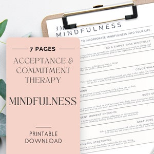 ACT Mindfulness Worksheets, Acceptance and Commitment Therapy ...