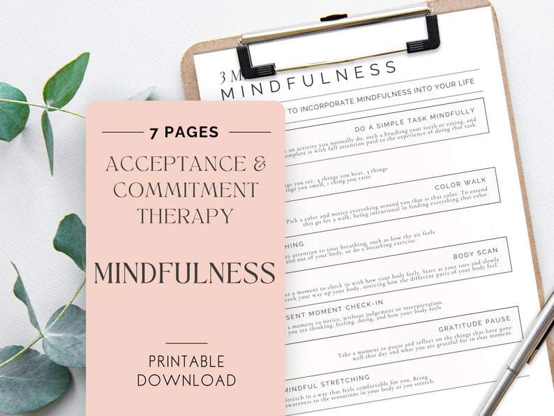 ACT Mindfulness Worksheets, Acceptance and Commitment Therapy ...