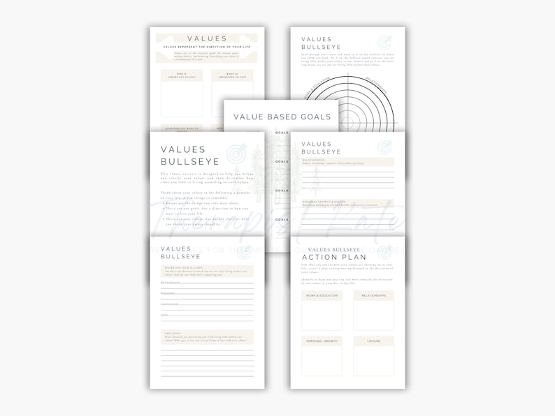 Values Worksheets, ACT Worksheets, Acceptance and Commitment Therapy ...