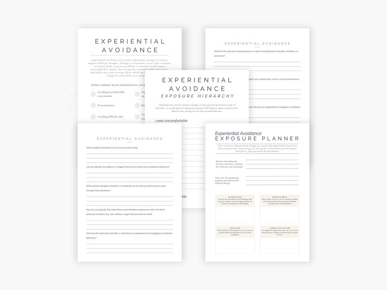 ACT Experiential Avoidance Worksheets: Printable Therapy Tools (PDF) - Etsy