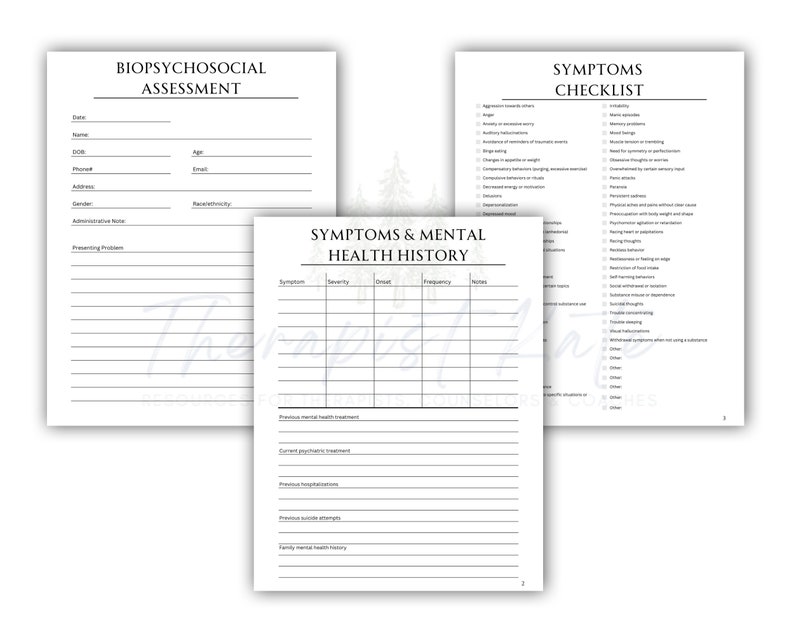 Biopsychosocial Assessment | Therapist Resources (PDF Download) - Etsy