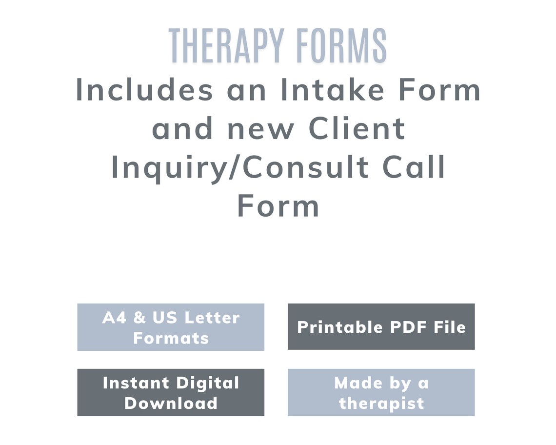 Therapy Intake Forms, New Client Forms, Private Practice Forms, Therapy ...