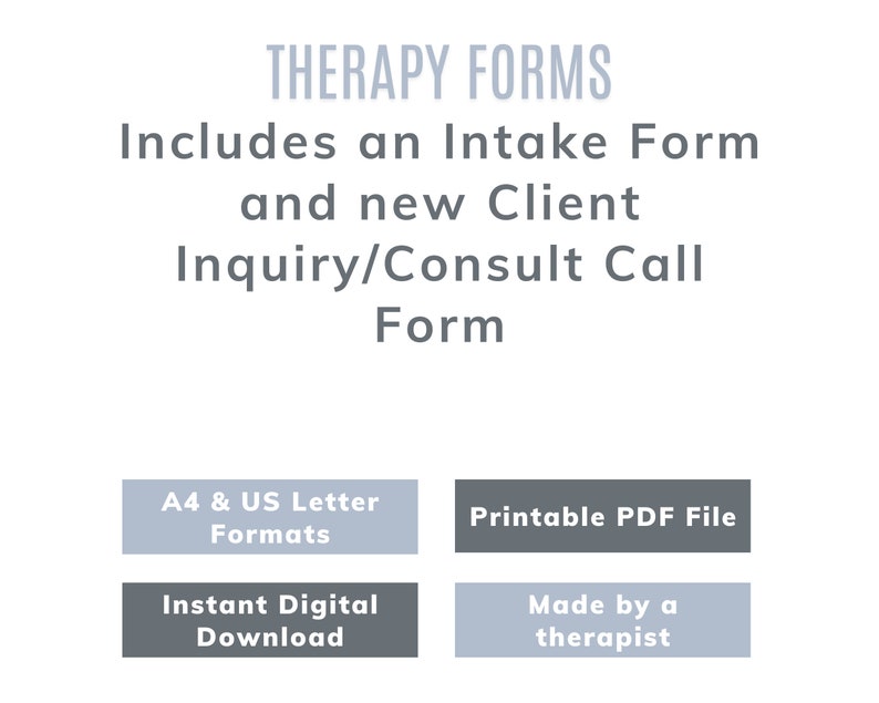Therapy Intake Forms, New Client Forms, Private Practice Forms, Therapy ...