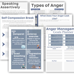 Anger Management Therapy Worksheets for Counselors, Social Workers ...