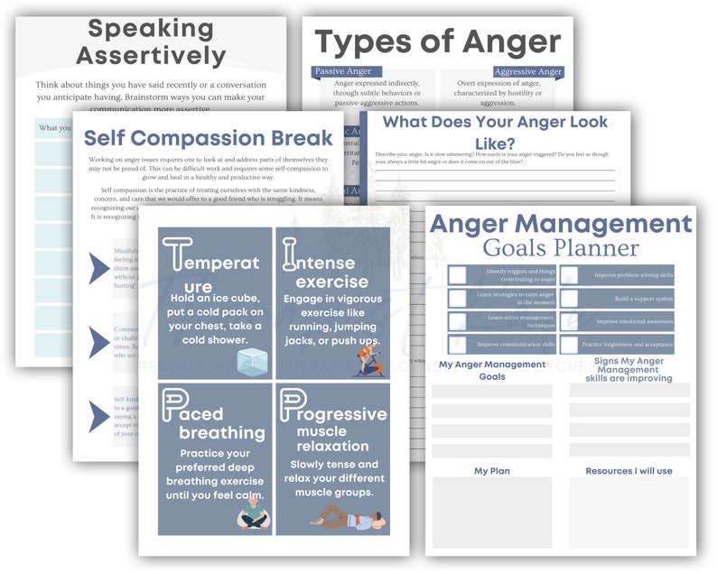 Anger Management Therapy Worksheets for Counselors, Social Workers ...