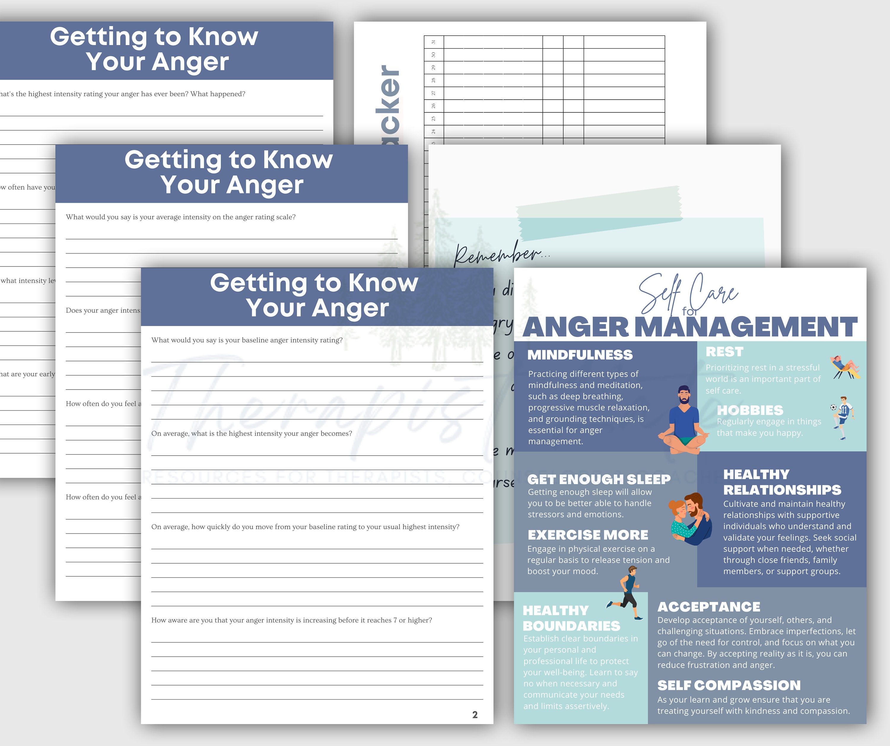 Anger Management Therapy Worksheets for Counselors, Social Workers ...