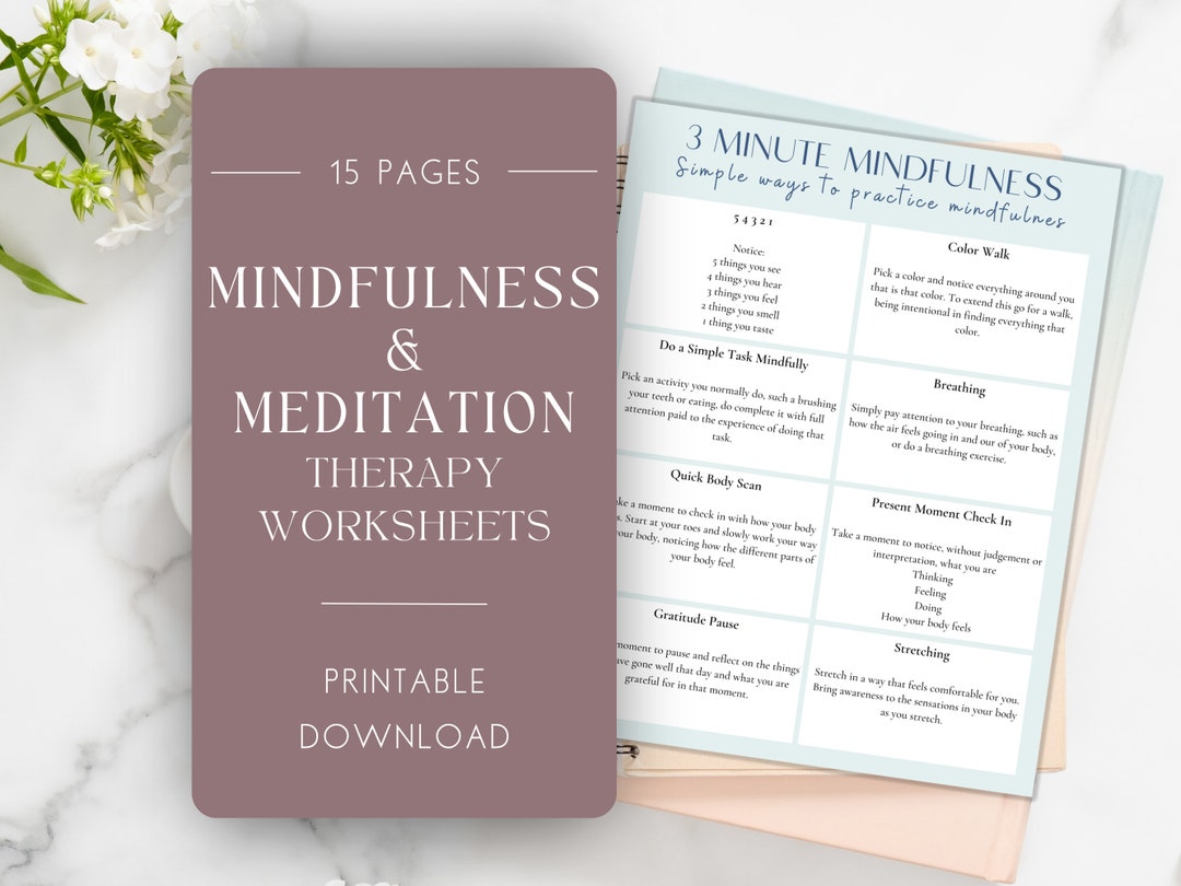Mindfulness Meditation Therapy Worksheets: Guided Scripts (PDF) - Etsy
