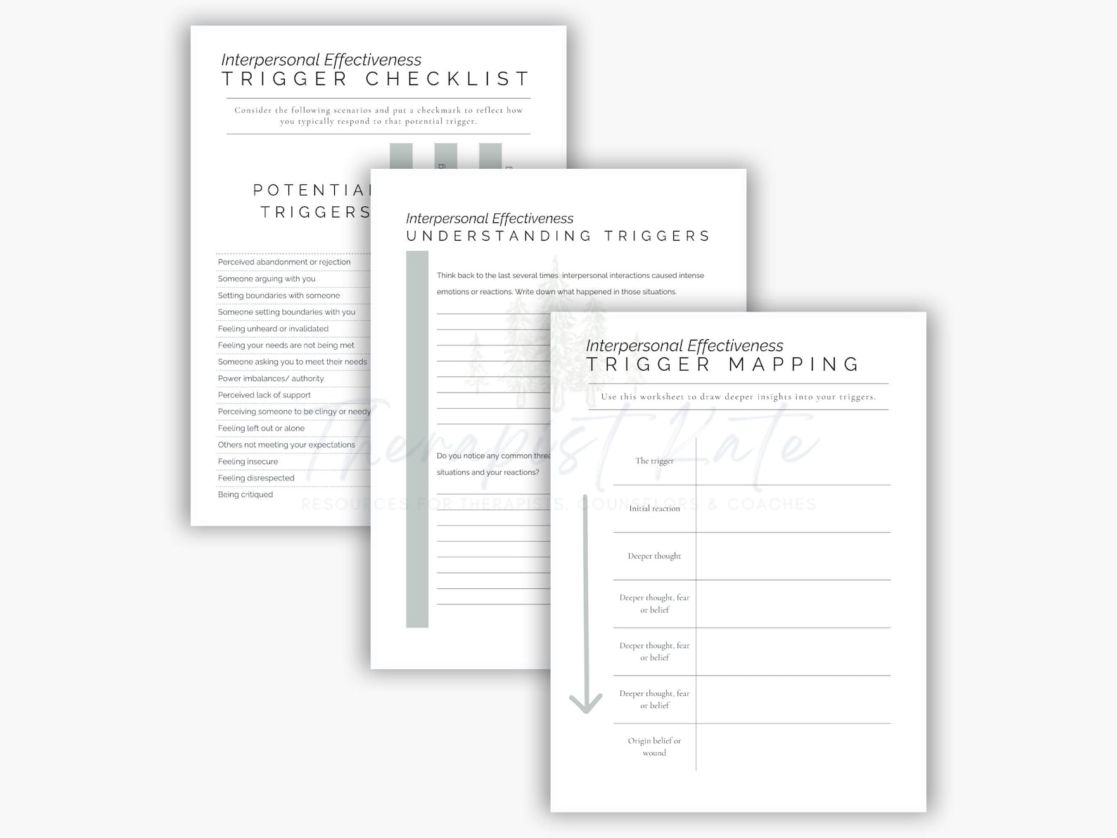 Identifying Triggers Therapy Worksheet Set (printable PDF) - Etsy