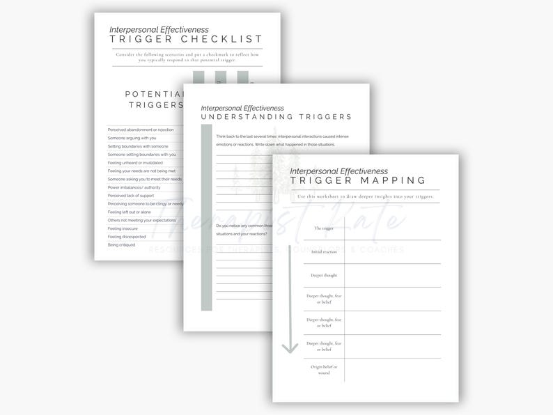Identifying Triggers Therapy Worksheet Set (printable PDF) - Etsy