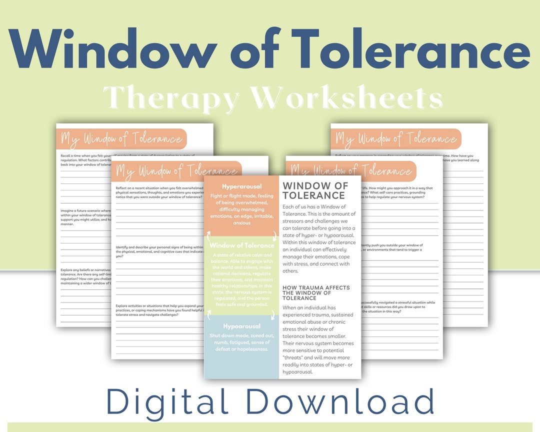 Window of Tolerance Therapy Worksheets, Emotional Regulation, Therapist ...