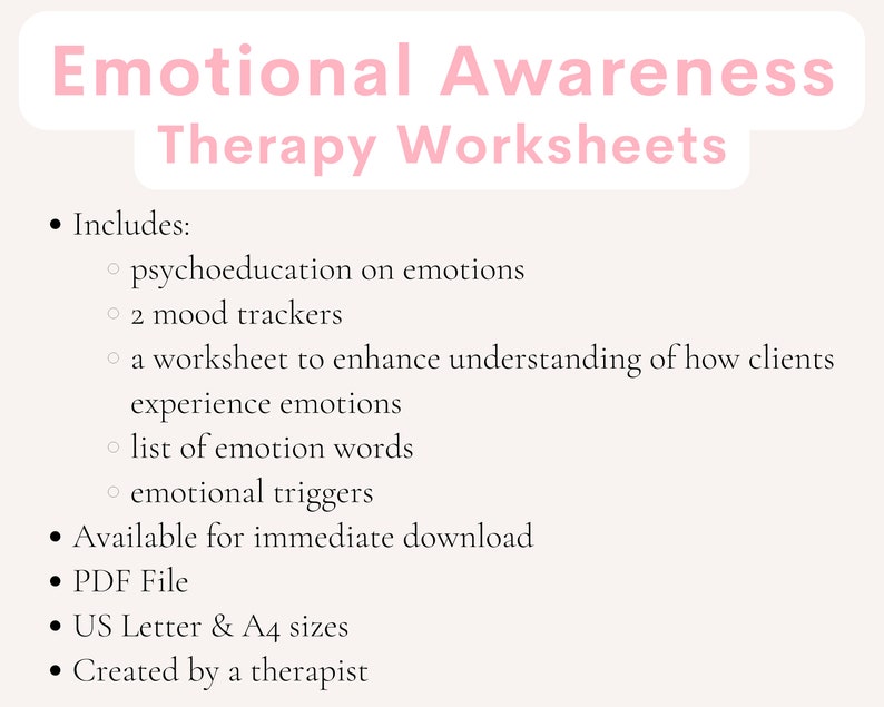 Emotional Awareness Worksheets Self Awareness Shadow Work - Etsy