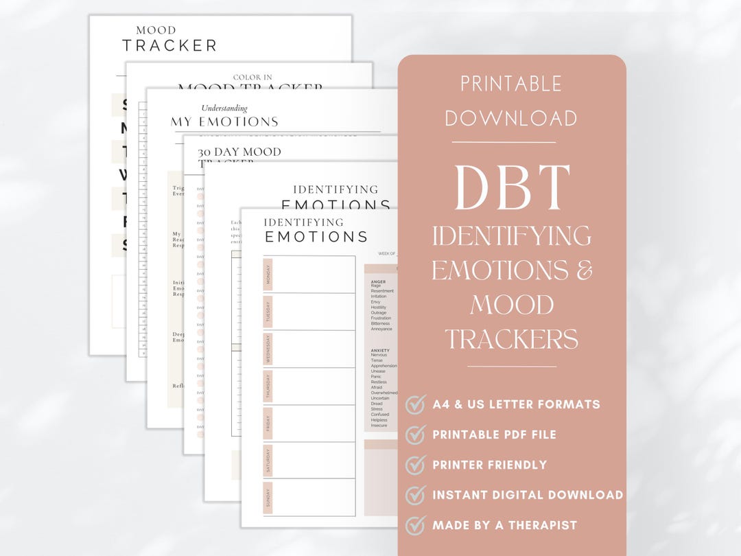 Identifying Emotions, Mood Trackers, DBT Emotional Regulation ...