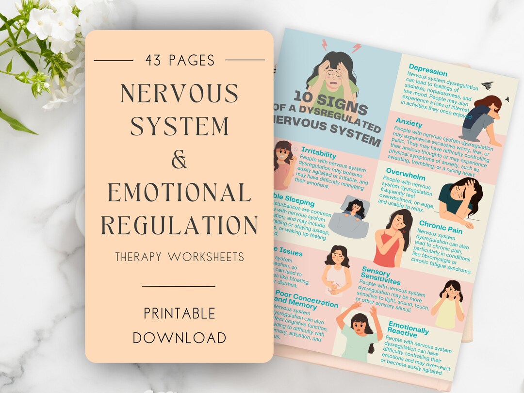 Nervous System & Emotional Regulation Worksheets: Trauma, Anxiety (PDF ...