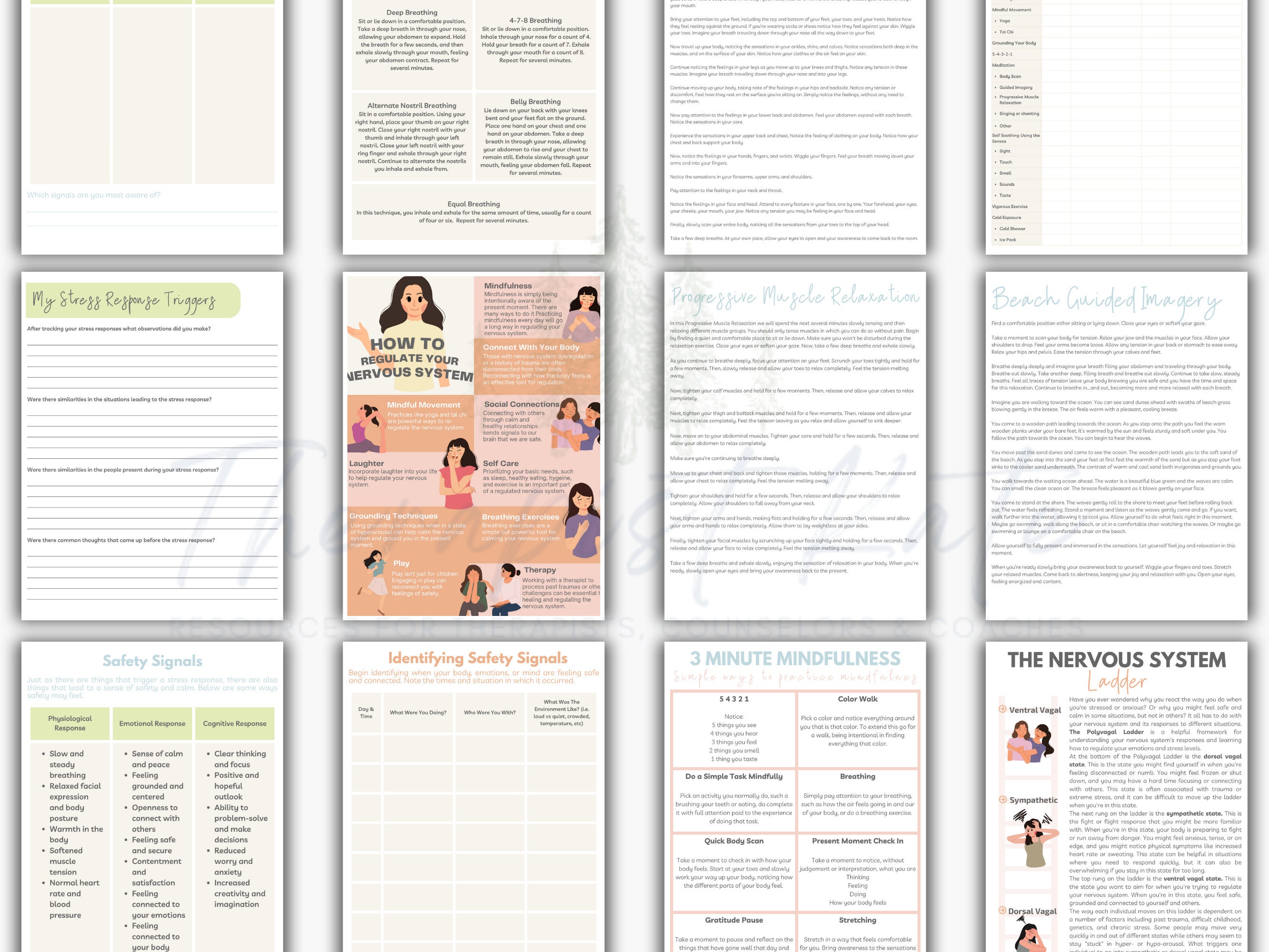 Nervous System & Emotional Regulation Worksheets: Trauma, Anxiety (PDF ...
