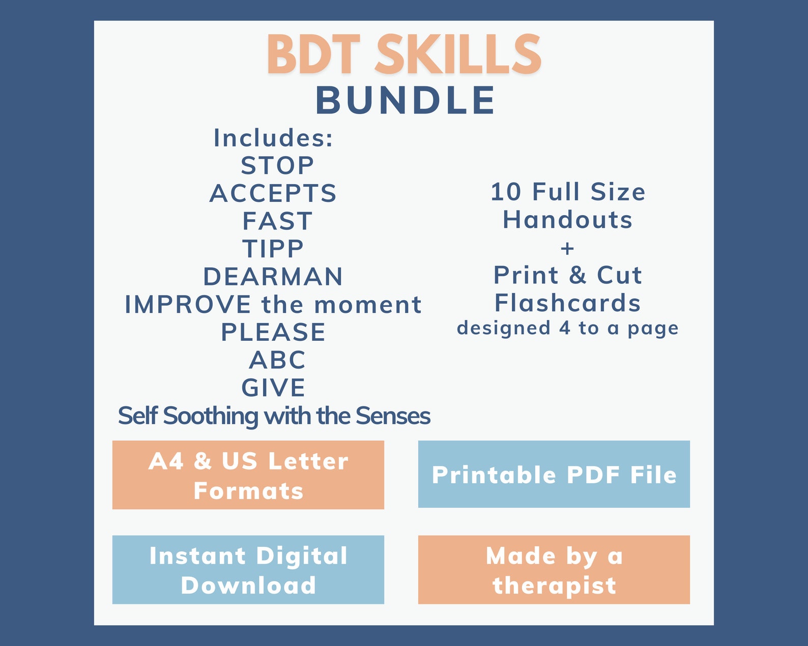 DBT Skills Handouts: Therapy Worksheets & Flashcards (PDF) - Etsy