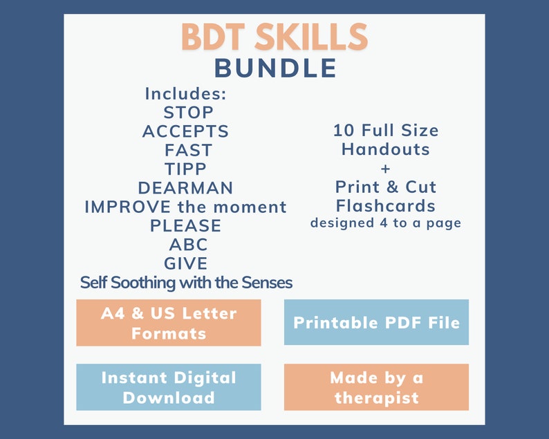 DBT Skills Handouts: Therapy Worksheets & Flashcards (PDF) - Etsy