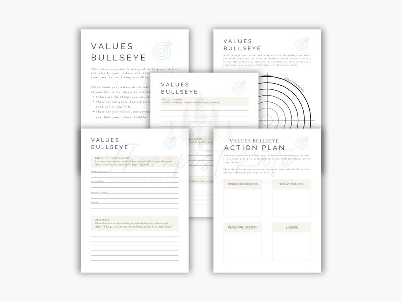 Values Bullseye, Values Clarification Worksheets, Therapy Worksheets ...