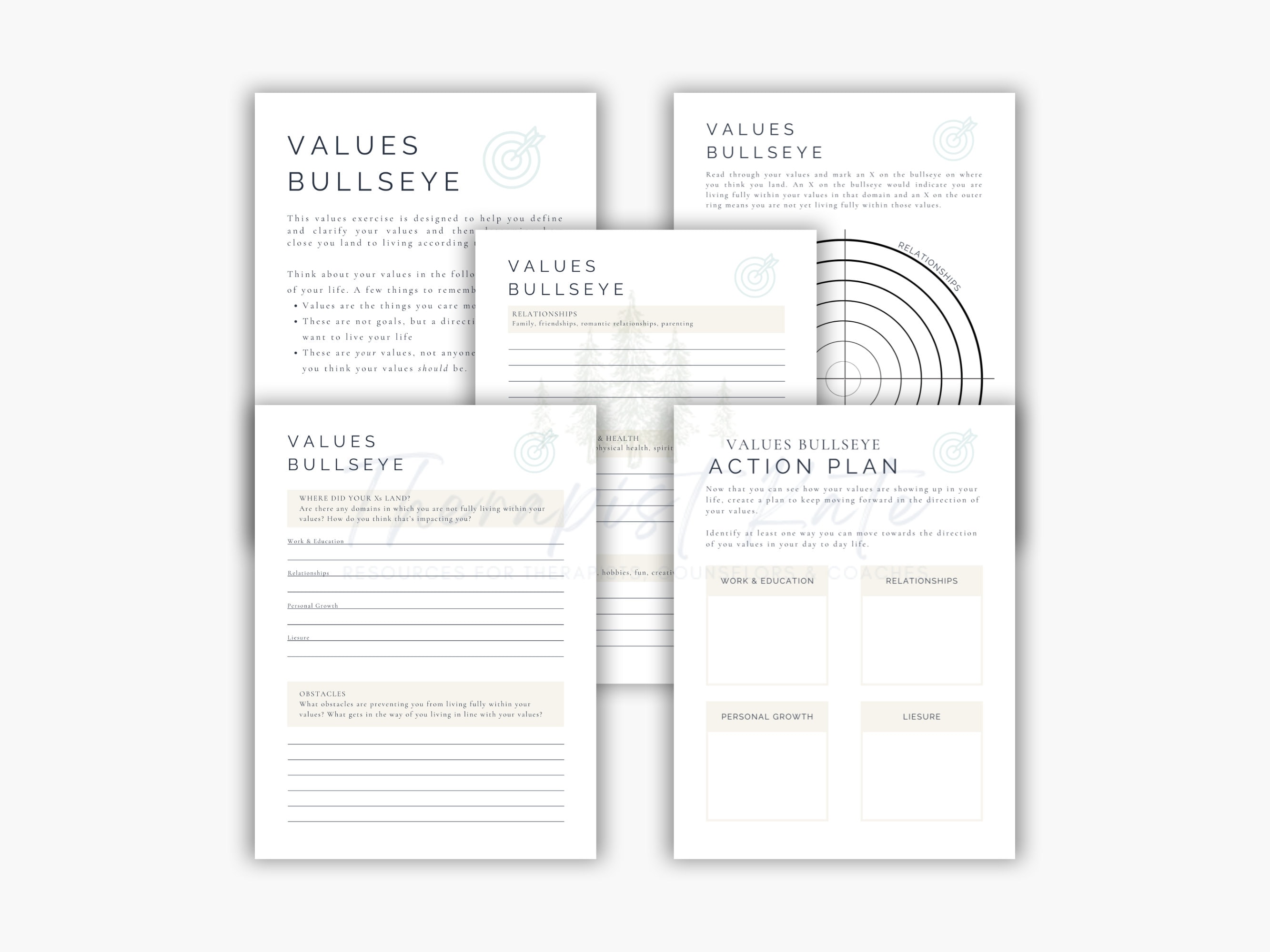 Values Bullseye, Values Clarification Worksheets, Therapy Worksheets ...