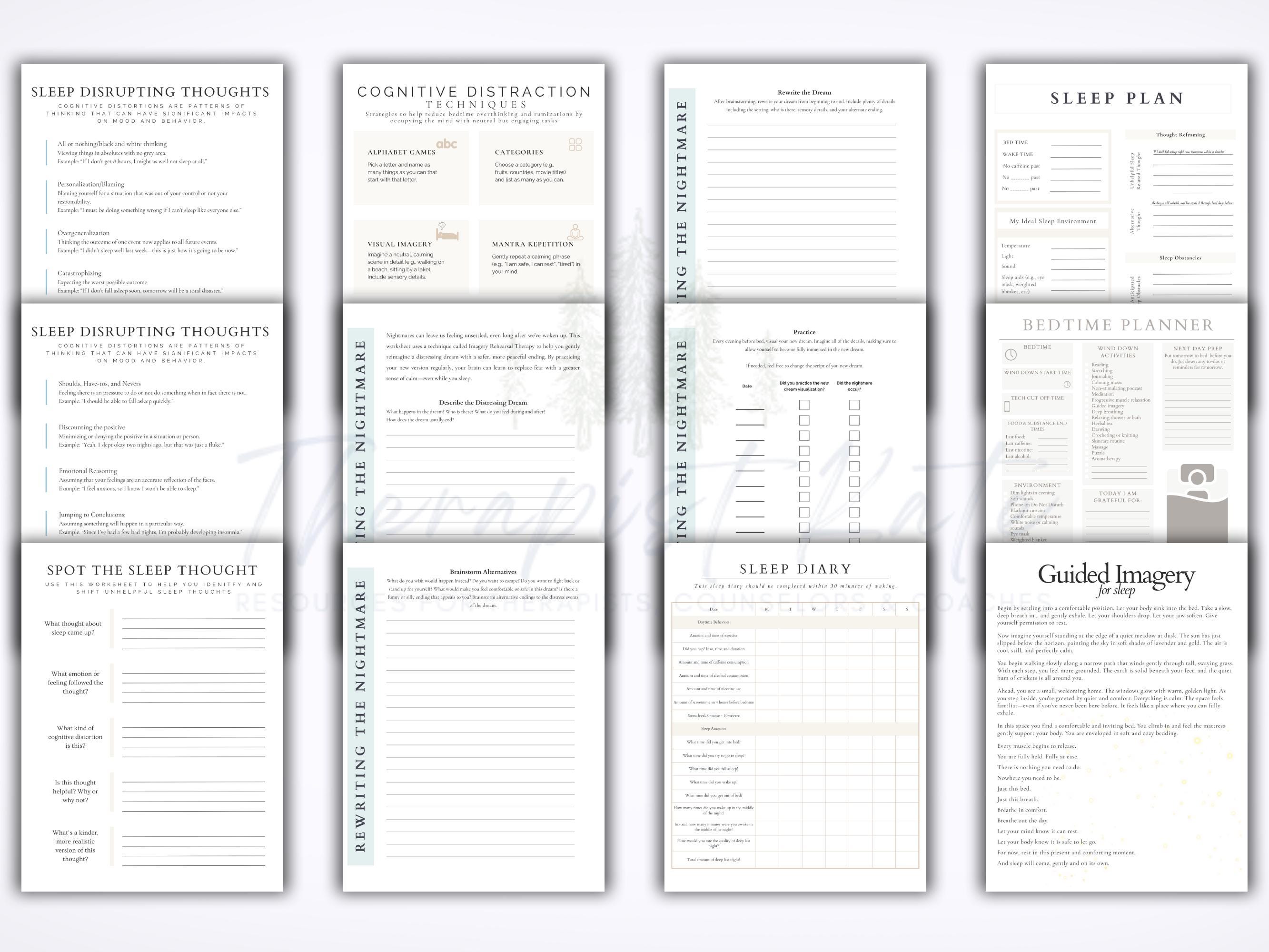 Insomnia & Sleep Therapy Worksheets Bundle: CBT-I, Sleep Hygiene (PDF ...