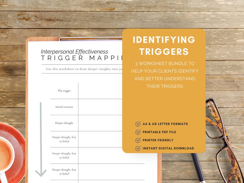 Identifying Triggers Therapy Worksheet Set (printable PDF) - Etsy