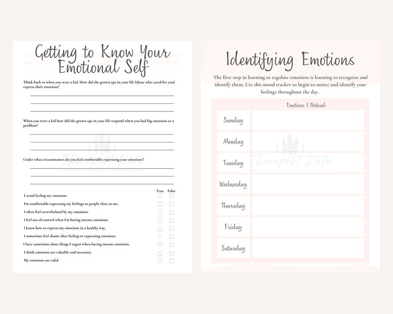 Emotional Awareness Worksheets Self Awareness Shadow Work - Etsy